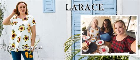Larace Women Plus Size 34 Sleeve Tunic Tops Loose Basic Shirt At