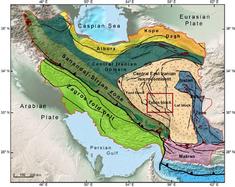 Present Day Map Of Iran With The Main Tectonic Units Indicated In