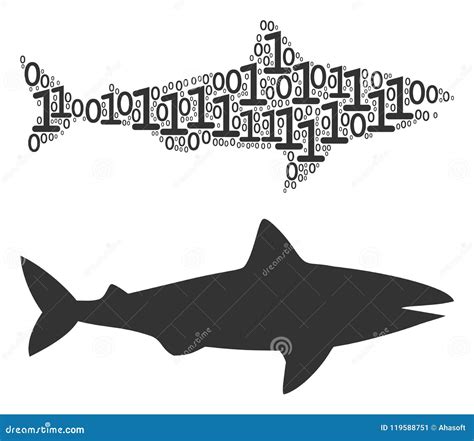 Shark Mosaic Of Binary Digits Stock Vector Illustration Of Digital Aquatic 119588751