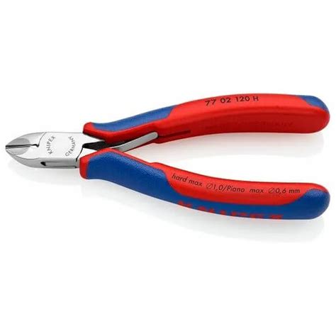 Knipex 77 02 120 H คีมตัดปากเฉียง คมตัดคาร์ไบด์ สำหรับงานอิเล็กทรอนิกส์ คมตัดแข็ง 83 Hrc ด้าม