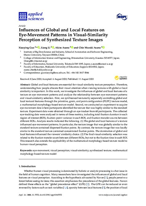 Pdf Influences Of Global And Local Features On Eye Movement Patterns In Visual Similarity
