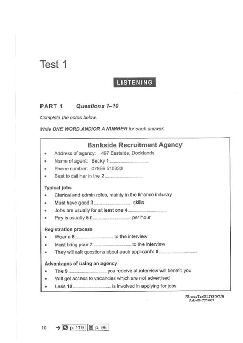 Ietls Listneing Practice Test 1 Listening Part 1 Questions Complete The Notes Below Write One