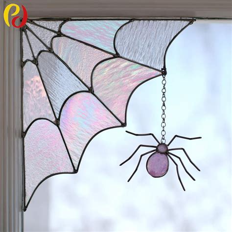 Pdace214 Halloween Stained Glass Spider Stained Glass Halloween