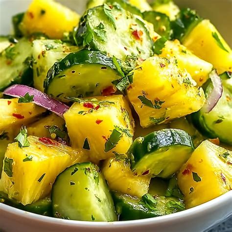 Zesty Pineapple Cucumber Salad With Lime Dressing