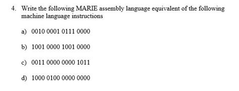 Solved Write The Following Marie Assembly Language