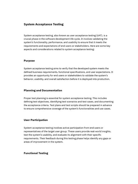 System Acceptance Testing Pdf