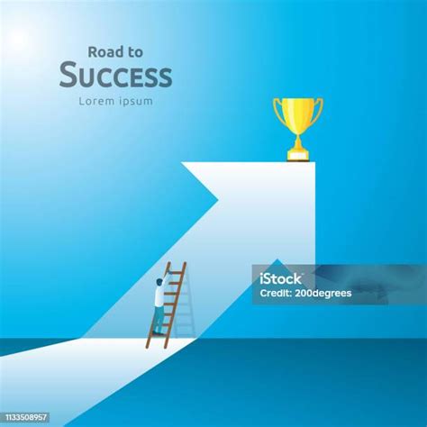 계단 및 트로피 컵 비즈니스 개념입니다 성공 우승자에 대 한 화살표 방향 금융 성장 비전 승리의 성취 상 및 개인 경력 개발
