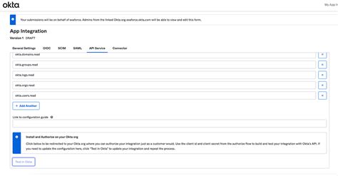 Api Service Integration Test In Okta Button Greyed Out Oin