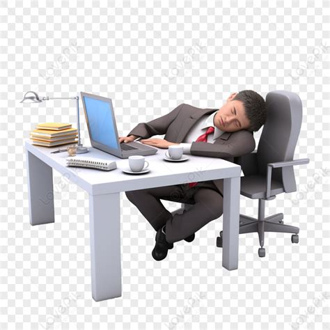 3차원 실업가 잠 직장에서즐겨좌석일하다 Png 일러스트 무료 다운로드 Lovepik
