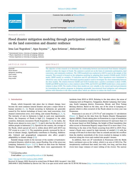Flood Disaster Mitigation Modeling Through Participation Community Based On The Land Conversion