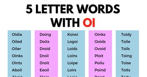 141 Examples Of 5 Letter Words With Oi • 7esl