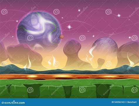 Fantasy Sci Fi Alien Landscape For Ui Game Stock Vector Illustration Of Lava Fantastic 54356143