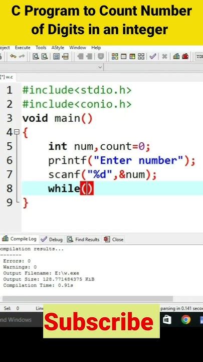 C Program To Count Digits Of Number In An Integer Shorts