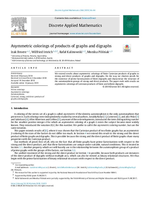 Pdf Asymmetric Colorings Of Products Of Graphs And Digraphs