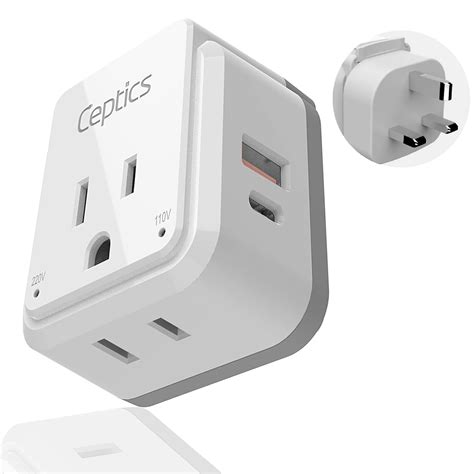 Buy Ceptics Uk Ireland Power Adapter Travel Safe Dual Usb And Usb C 3