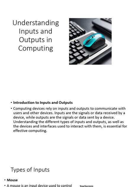 Understanding Inputs And Outputs In Computing Pdf Inputoutput