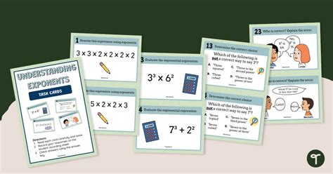 Understanding Exponents Task Cards Teach Starter