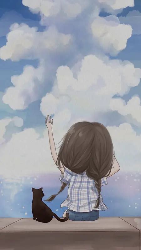 蓝天白云下的小女孩海报背景背景图片素材下载 图片编号ymxrejgz 免抠素材网