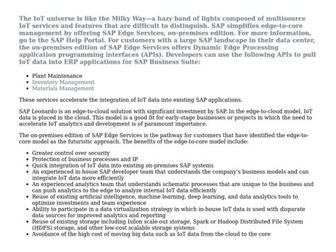 Sap Edge Services Edge To Core And The Internet Of Things Dell