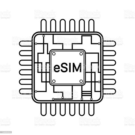 Esim Icon Embedded Sim Card With Chip Gsm Internet Technology Concept Of Smart Network And
