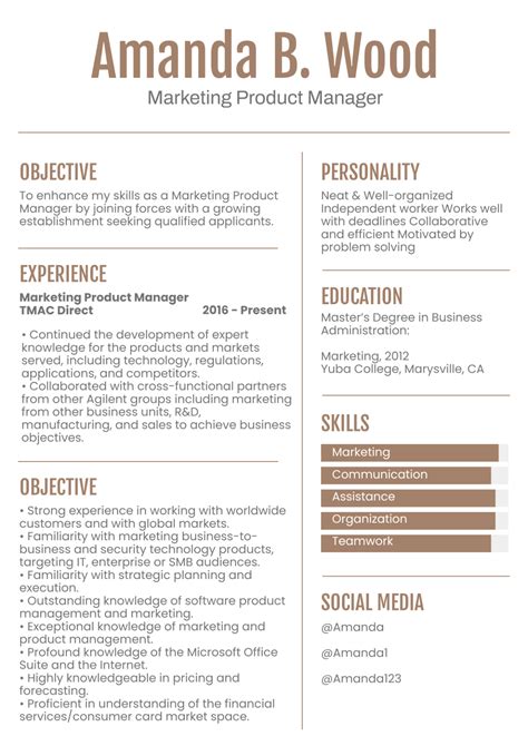 Free Marketing Product Manager Resume Template To Edit Online