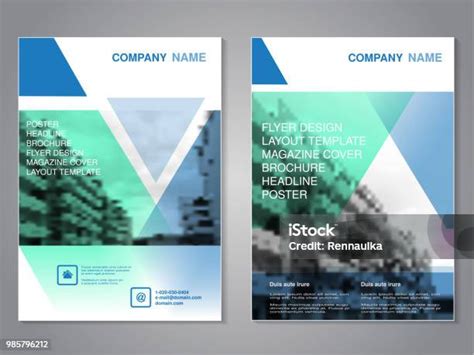 삼각형 디자인 추상적인 전단지 단색 건물의 배경 벡터 현대 브로슈어 레이아웃 템플릿입니다 A4 크기에 대 한 가로 세로 비율입니다 파란색 녹색 회색 검은색과 흰색 색상의