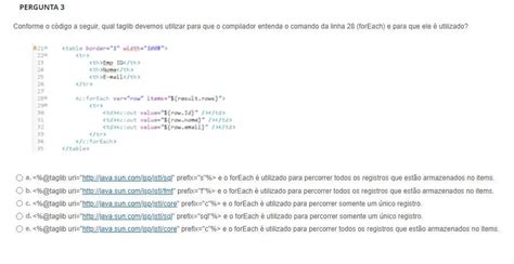 Conforme O Código A Seguir Qual Taglib Devemos Utilizar Para Que O Compilador Entenda O Comando