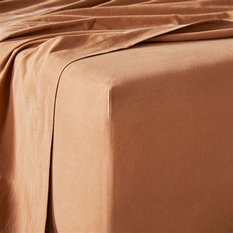 Stonewashed Cotton Cocoa Sheet Separates Adairs