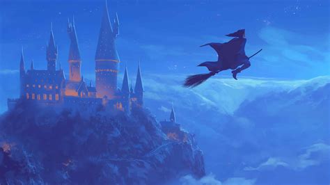哈利波特夜间飞行桌面壁纸 极简壁纸