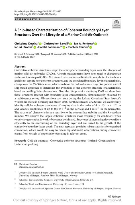 Pdf A Ship Based Characterization Of Coherent Boundary Layer
