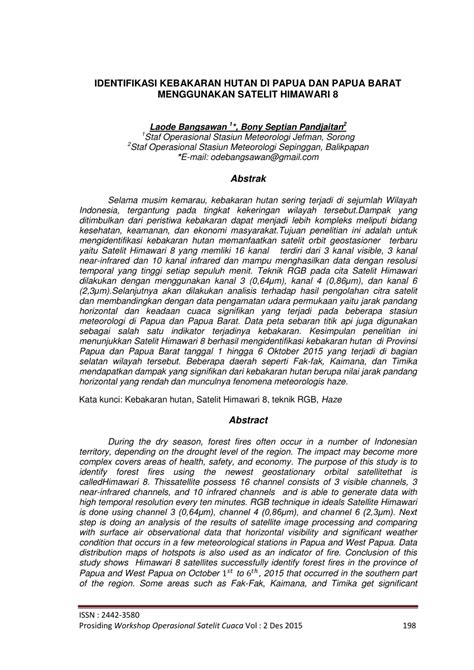 Pdf Identifikasi Kebakaran Hutan Di Papua Dan Papua Barat Menggunakan Satelit Himawari 8