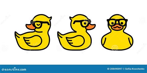 Rubber Yellow Duck In Sunglasses Icon Isolated Stock Vector