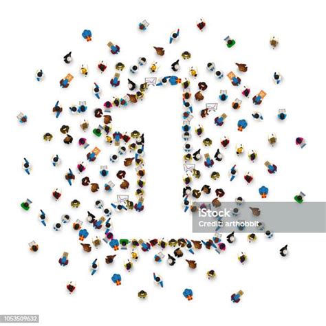 1 번 한 형태로 사람들의 큰 그룹 사람들이 폰트입니다 벡터 일러스트 레이 션 단일 객체에 대한 스톡 벡터 아트 및 기타 이미지 단일 객체 단체 숫자 Istock