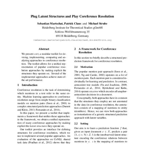 Plug Latent Structures And Play Coreference Resolution Acl Anthology