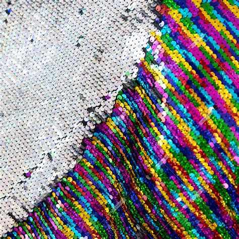 Dazzling Holo Multi Color To Silver Reversible Sequin Oneyard