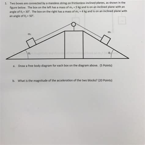 solved two boxes are connected by a massless string on