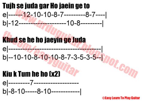 Easy Learn To Play Guitar Tum Hi Ho Ashiqui 2 Guitar Tabs