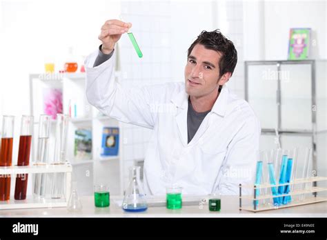 Man Wearing Lab Coat Stock Photo Alamy