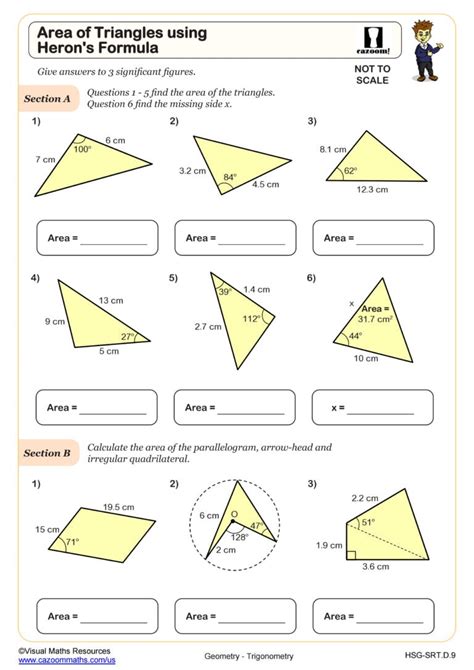 Area Of Triangles Using Herons Formula Worksheet Fun And Engaging Algebra Ii Pdf Worksheets