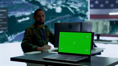 Premium Photo Us Army Working In A Top Secret Control Center With Isolated Mockup Screen