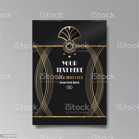 아르 데코 럭셔리 템플릿 골든 블랙 A4 페이지 메뉴 카드 초대장 1920년에 대한 스톡 벡터 아트 및 기타 이미지 1920