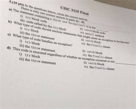 Solved Cisc 3115 Final 5 10 Pts In The Questions Below