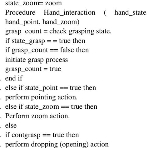 Algorithm1 Handmodel Algorithm To Detect The State Of The Hand