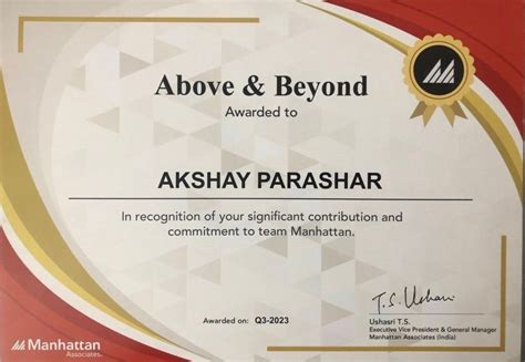 Akshay Parashar On Linkedin Manhattanassociates Awards