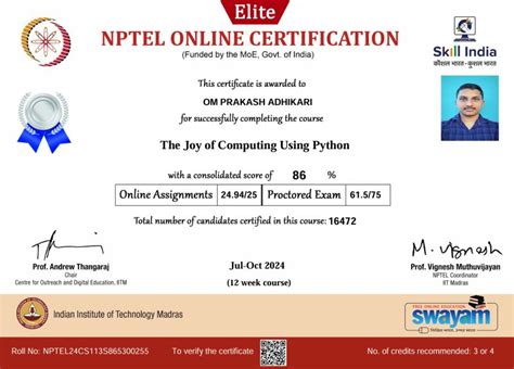Om Prakash Adhikari On Linkedin Python Nptel Silvercertificate