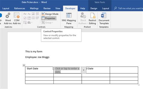 Word Adding A Date Picker In A Microsoft Word Document Technicaone