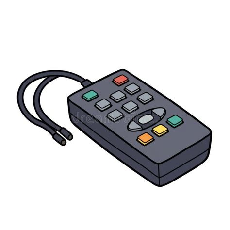 Grey Wired Remote Control With Colorful Buttons Stock Illustration Illustration Of Pixel