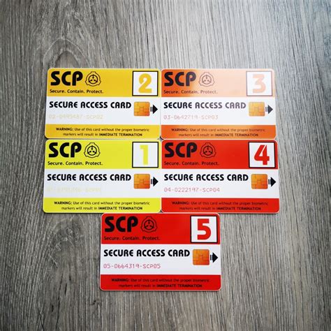 SCP Access Cards Containment Breach Video Game Secret Laboratory ID Card Security Access Card