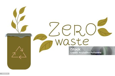 폐기물이 0 개체는 흰색 배경이 격리되어 있습니다 재활용 쓰레기 천연 물 플라스틱 없음 벡터 플랫 디자인 녹색 쓰레기로 폐기물제로 레터링합니다 건강 관리 및 행성 보존 0에