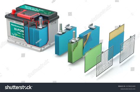 cross section exploded view car battery stock illustration 2278931449